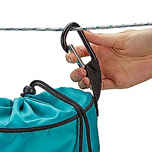 HOMEST Mesh Clothespin Bag, Hanging Clothes Pin Bag with Drawstring, Storage Organizer with Hook, Machine Washable, Sky Blue