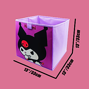 Eiodlulu Cute Collapsible Storage Bin Kawaii Foldable Baskets Cube Box Organizer Kitty For Room Home Closet Shelves Decor Gifts Accessories (L-Purple)