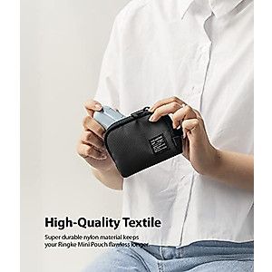 Ringke Mini Pouch [Half Pocket] Nylon Carrying Pouch Small Bag for AirPods, Galaxy Buds, Earphones, Cards, ID - Black