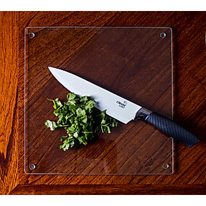 Clear Glass Cutting Board - Non-Slip, Shatter-Resistant, Durable, Stain-Resistant, and Dishwasher Safe - 12 x 15.75 inches