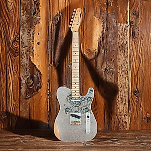 Fender Brad Paisley Road Worn Telecaster Electric Guitar, Silver Sparkle, Maple Fingerboard