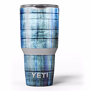 Design Skinz Blue and Green Tye-Dyed Wood - Skin Decal Vinyl Wrap Kit Compatible with The Yeti Rambler Cooler Tumbler Cups
