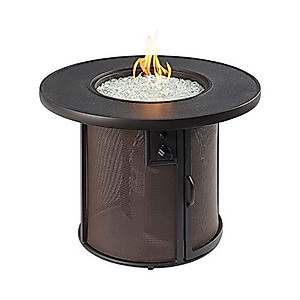 The Outdoor Greatroom Company Brown Stonefire Round Gas Fire Pit Table - Modern Outdoor Fire Pit for Patio - 55,000 BTUs