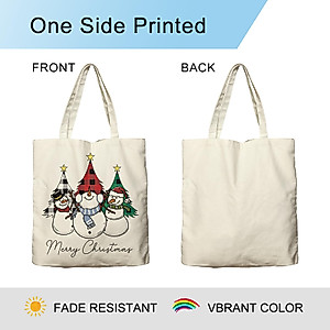Dlzdn Christmas Snowman Canvas Tote Bag For Women Aesthetic Merry Christmas Cute Snowman Tote Bag Shopping Grocery Bag Beach Bag Gifts for Women Teacher Bag Reusable Grocery Bag