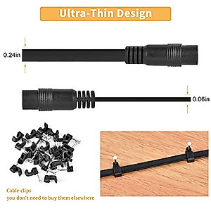 2 Pack DC Power Extension Cable 13.1ft 2.1mm x 5.5mm Compatible with 12V DC Adapter Cord for CCTV IP Camera, LED, Car, Black