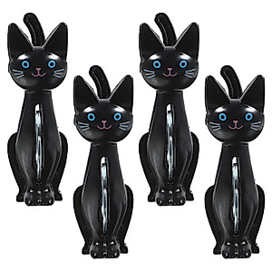 VOSAREA Beach Towel Clips 4pcs Black Cat Shaped Jumbo Towel Clips Clothes Pins Blanket Holders for Chairs Cruise Patio Pool Accessories