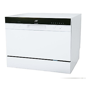 SPT SD-2224DW ENERGY STAR Compact Countertop Dishwasher with Delay Start - Portable Dishwasher with Stainless Steel Interior and 6 Place Settings Rack Silverware Basket for Apartment Office And Home Kitchen, White