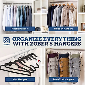 ZOBER Slack/Trousers Pants Hangers - 20 Pack - Strong and Durable Anti-Rust Chrome Metal Hangers, Non Slip Rubber Coating, Slim & Space Saving, Open Ended Design for Easy-Slide Pant, Jeans, Slacks Etc