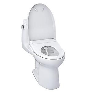 TOTO WASHLET+ UltraMax II One-Piece Elongated 1.28 GPF Toilet with Auto Flush WASHLET+ S7A Contemporary Bidet Seat, Cotton White - MW6044736CEFGA#01