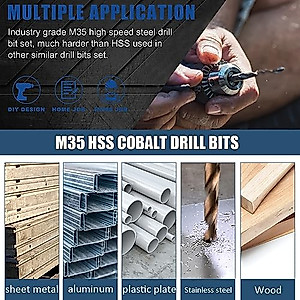 BeQell 13pcs Cobalt Drill Bit Set,M35 HSS Metal Drill Bit Jobber Length Twist Drill Bits for Hard Metal, Stainless Steel,Cast Iron and Wood Plastic