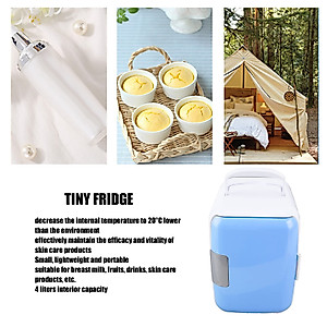 Zerodis Mini Fridge, 4 Liter/6 Can Portable Cooler and Warmer Refrigerators for Skincare Beverage Food Cosmetics Home Office and Car (Blue)