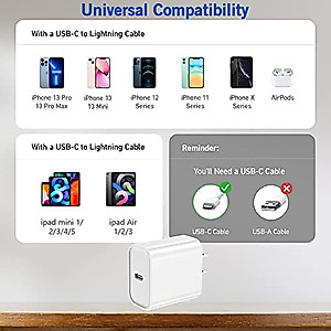 iPhone 14 Charger, 20W PD Super Quick Apple Charger [Apple MFi Certified] iPhone Charger Fast Charging Block with USB C to Lightning Cable Compatible with iPhone 14/14 Pro/14 Pro Max/14 Plus/13/12/11