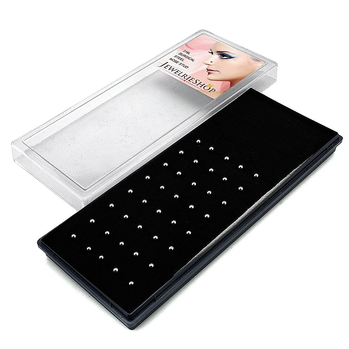 JEWELRIESHOP 40pcs Nose Ring Studs Stainless Steel Nose Piercing Jewelry Bone Studs for Women Men Hypoallergenic 22G (1.5mm,Silver Ball)