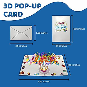 SONGCHEER Birthday Card, Light & MusicPop Up Birthday Cards 3D Blowable Candle Birthday Cards Blow Out LED Light Candle, Play Happy Birthday Song Musical Gift Cardfor Women Men Wife HusbandMom Dad
