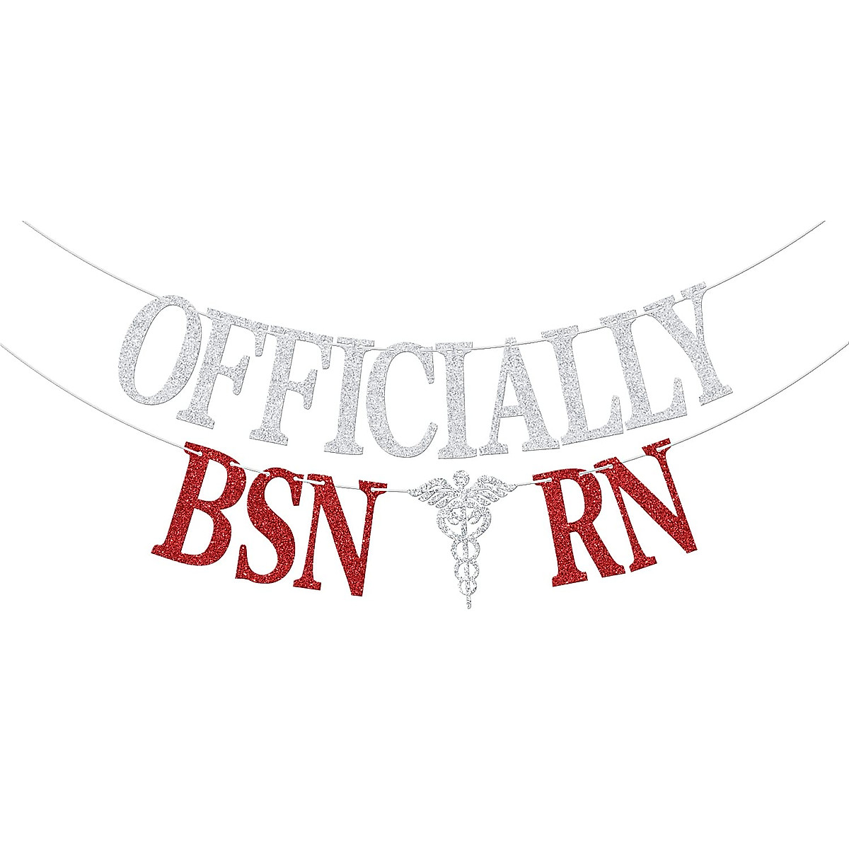 Red Glitter Officially BSN RN Banner, Class of 2023 BSN/Class of 2023 RN/Congrats Nurse, 2023 Nursing School Graduation Party Decorations