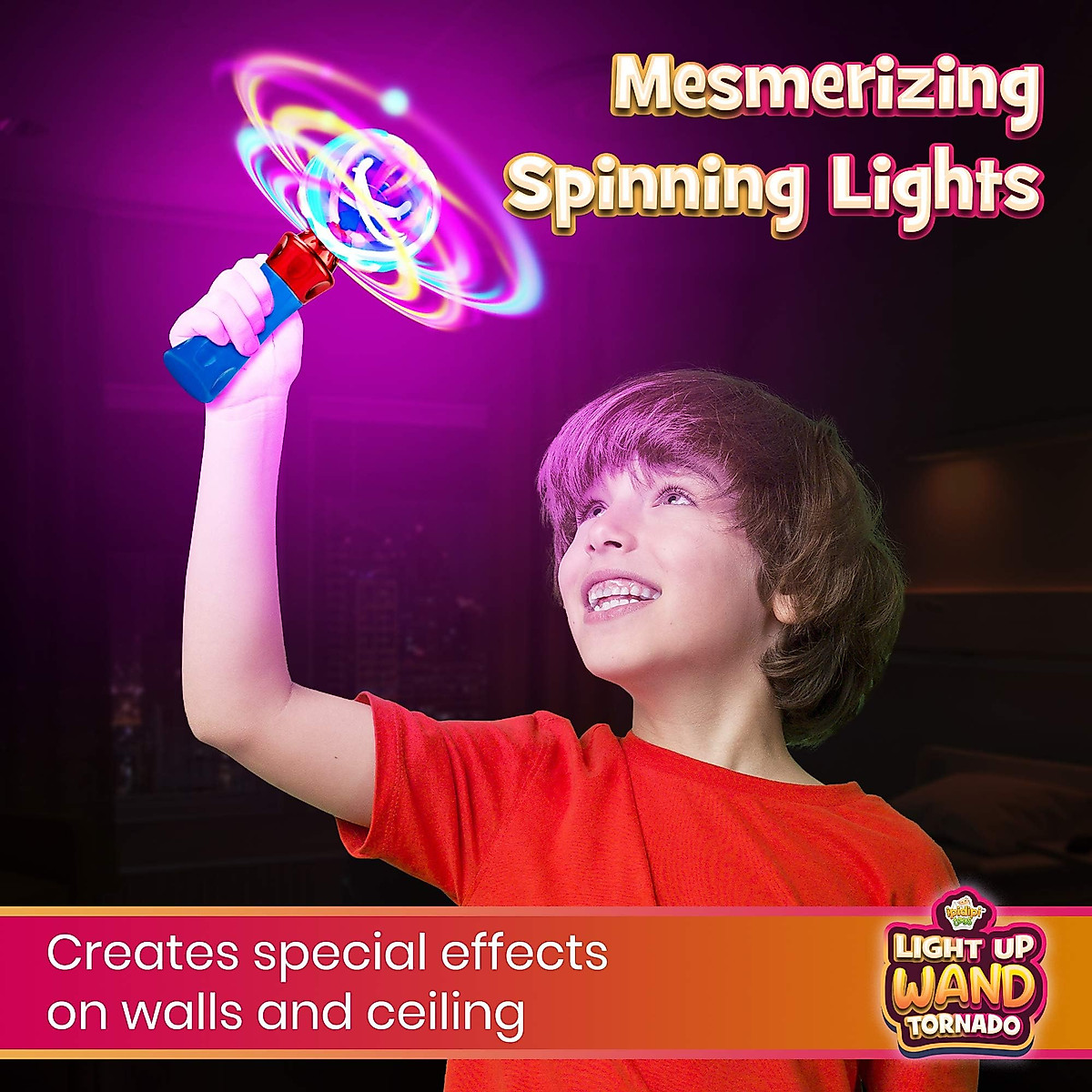 IPIDIPI TOYS Spinning Light Up Wand for Kids – LED Sensory Magic Swirling Light Up Wand, Fun Spinning Toy for Toddlers, Boys and Girls, Christmas Party Favors, Stocking Stuffers, Cool Lighted Spinner