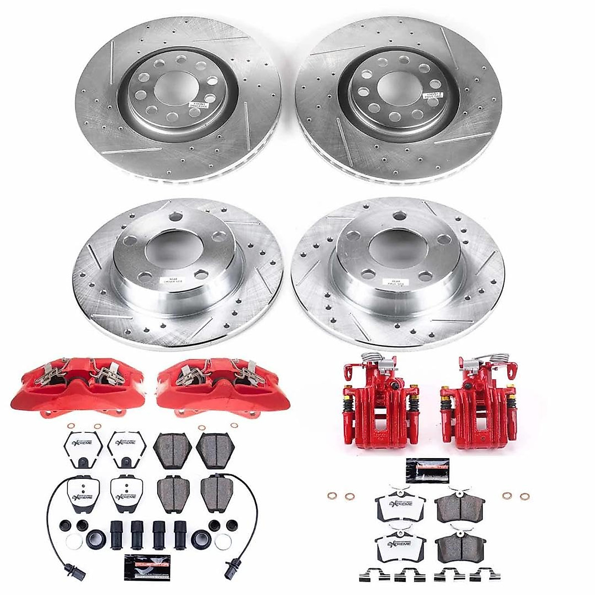 Power Stop KC890-26 Z26 Front and Rear Caliper Kit-Rotors, Carbon Ceramic Brake Pads, Calipers For Audi A6 Quattro 2000-2001 [Model Specific]