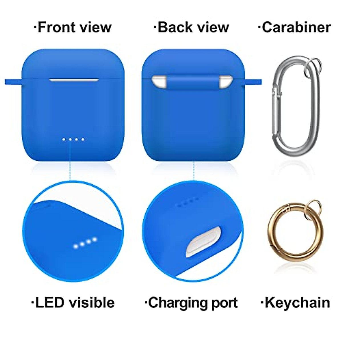 MOLOVA Protective Silicone Case Compatible with Tozo t6, Front LED Visible, Premium Accessory Shockproof tozo t6 Case Cover with Keychain. (Blue)