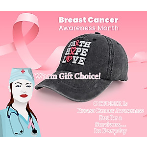 Breast Cancer Gifts for Women, Fight Breast Cancer Awareness Baseball Cap, Pink Ribbon Faith Hope Love Hat, Adjustable Cotton Embroidered Survivor Hats, Gifts for Mom Mother Grandma Friends Patients