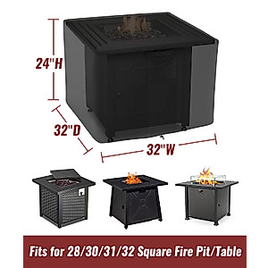 NUPICK 30 Inch Square Fire Pit Cover for Propane Fire Pit/Table, 100% Waterproof Cover Fits 28/30/32 Inch Fire Pit, All Weather Resistant