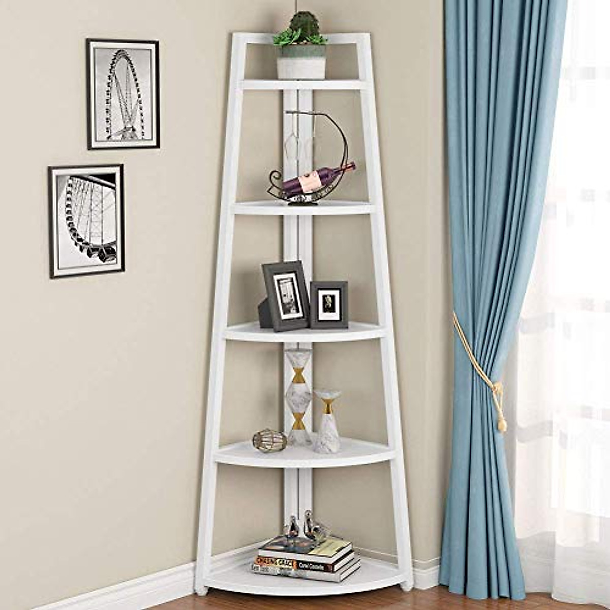 Tribesigns Corner Shelves and Computer Desk Bundle, Modern Simple Office Desk with Corner Bookshelf Set for Home Office