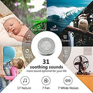 REACHER R2 White Noise Machine and Night Light with 31 Soothing Sounds, 0-100 Dimmable Color Changing Light, Sleep Timer for Sleeping, Feeding, for Baby, Kids, Adult,Bedside Table