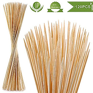 120 PCS Bamboo Marshmallow Roasting Sticks, SMores Skewers for Fire Pit, Extra Long 30 Inch Heavy Duty 5mm Thick Wooden SMores Sticks for Open Fire Pits Roaster Barbecue Hot Dog Camping Kebab Sausage