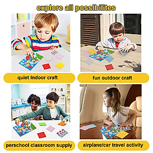 LZHZH Mosaic Sticker Art Sticky DIY Handmade Art Kits for Kids - Sunflower, Butterfly, Sailboat, Woodpecker, hot air Balloon, Airplane (6 Pack)