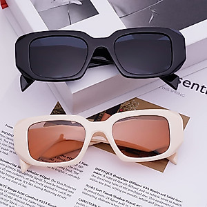 Haqptul Trendy Rectangle Sunglasses for Women Men Square Retro Vintage Hexagon Glasses 90S Y2K Shades Aesthetic Accessories
