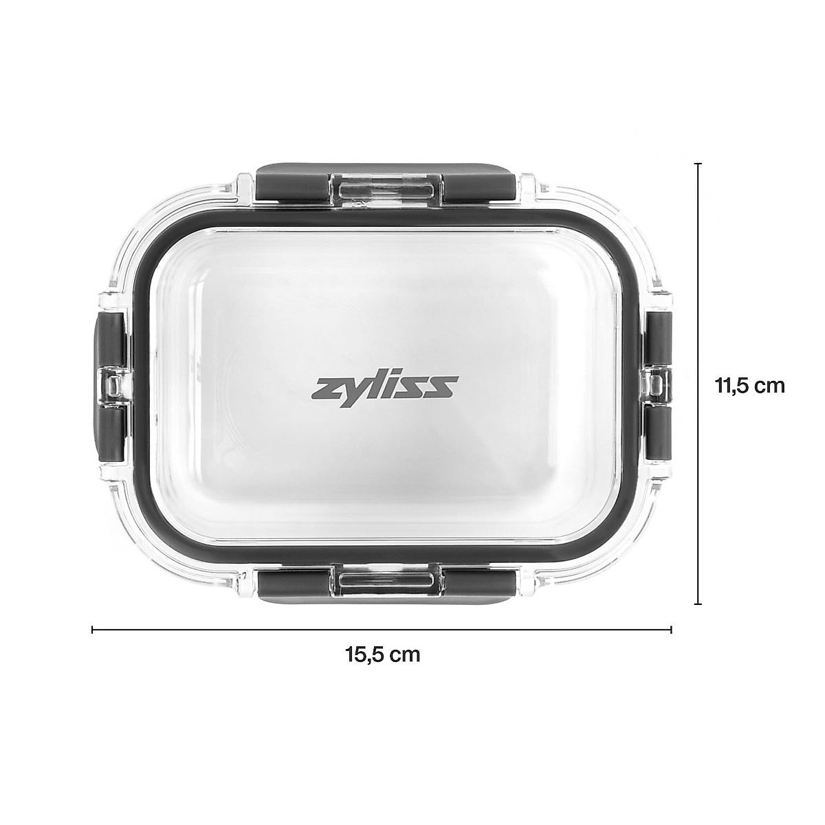 Zyliss Glass Container, Shatterproof Glass, Airtight Food Storage Box with Sealable Lid, Microwave Safe, BPA Free, Freezer Safe, Fridge Storage, Food Container, 6.3in x 4.7in x 2", 12.5oz