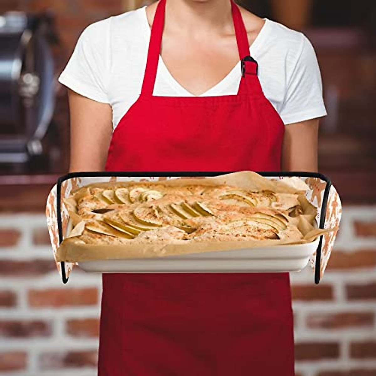 Christmas Pattern Bread Man Double Oven Mitts Heat Resistant Soft Cotton Lining Oven Mitts with Hanging Loop for Cooking, Baking, Grilling, 35" x 7"