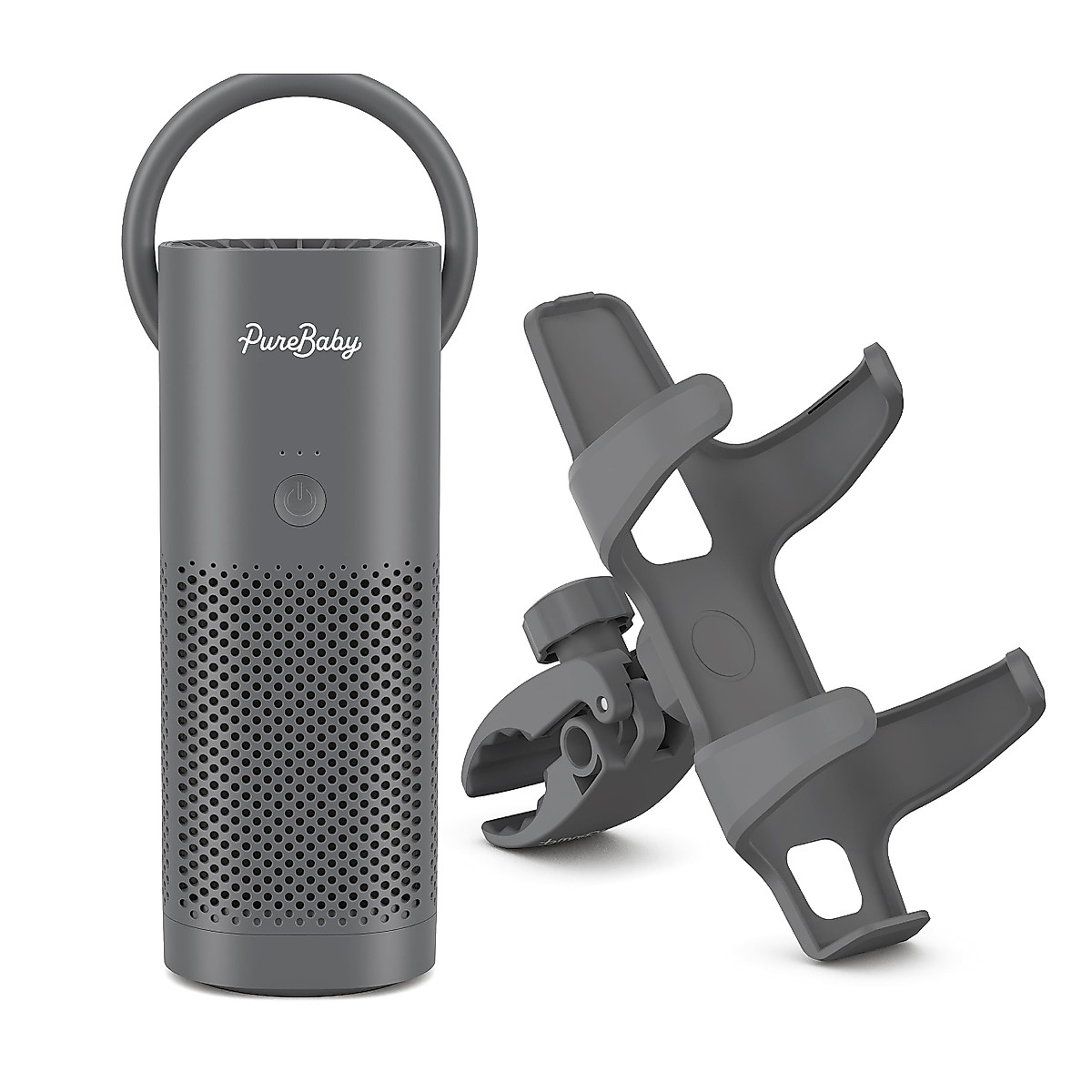 Pure Enrichment PureBaby On-the-Go Air Purifier - Portable Stroller Air Purifier & Adjustable Clamp for Car Seat, Crib, Bassinet & Playpen - True HEPA Filter Removes 99.97% of Allergens Around Baby