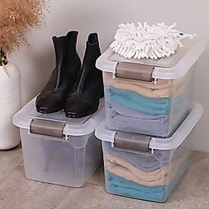 Citylife 4 Pcs 5.3 QT & 4 Pcs 8.5 QT Storage Bins with Lids Clear Plastic Bins with Grey Handle Stackable Storage Containers for Organizing