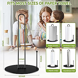 Paper Towel Holder, Black Paper Towel Holders Countertop for Kitchen