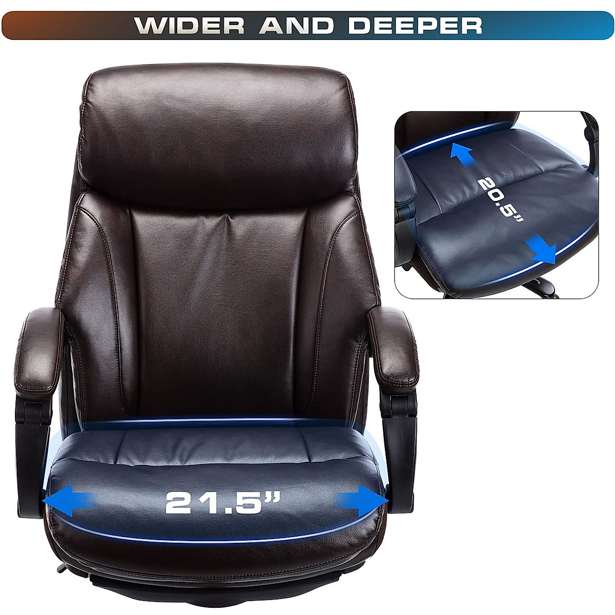 COLAMY Big and Tall Office Chair with Footrest 400lbs, Heavy Duty High Back Ergonomic Home Office Computer Chair - Thick Bonded Executive Chair with Wide Seat for Adult Work and Study, Black