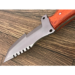 TR-1168 Custom Handmade Damascus Steel 10 Inches Tracker Knife - Perfect Grip walnut wood Handle (TR-2150)