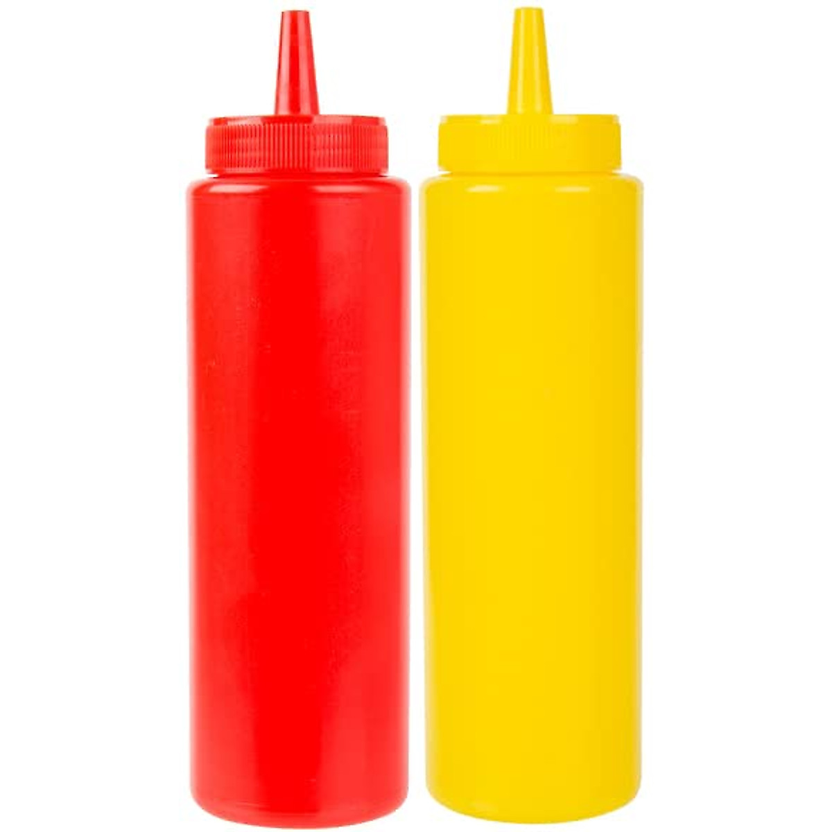 BRIGHTFROM Condiment Squeeze Bottles, RED/YELLOW 8 OZ Empty Squirt Bottle with Wide Neck - Great for Ketchup, Mustard, Syrup, Sauces, Dressing, Oil, BPA FREE Plastic - 2 PACK