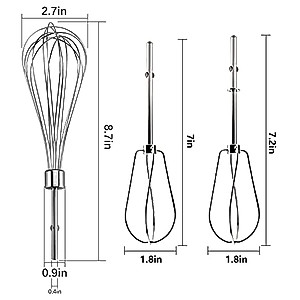 Fetechmate KHM2B W10490648 Hand Mixer Turbo Beaters (2 Pack) & KHMPW Stainless Steel Pro Whisk(2 Pack)-Replace AP5644233, PS4082859, KHM2B, KHM512BM