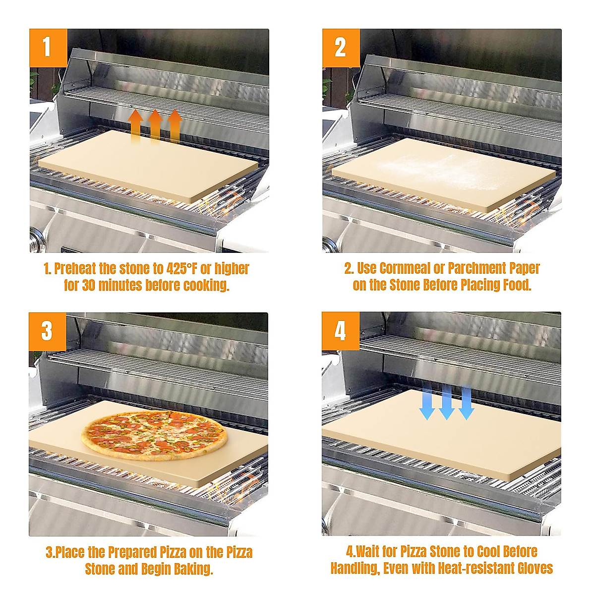 Caprihom Large Pizza Stone 20" x 13.5" Pizza Stone for Grill Rectangular Baking Pizza Stone for Oven Heavy Duty Cordierite Stone, Ideal for Baking Different Sizes of Pizzas