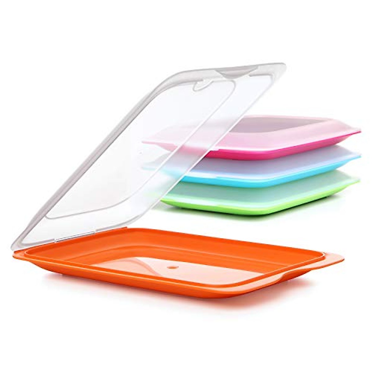 Tatay Set 4 cold meat container, with lid and body removed, in four colours, reusable and stackable, made of BpA-free plastic