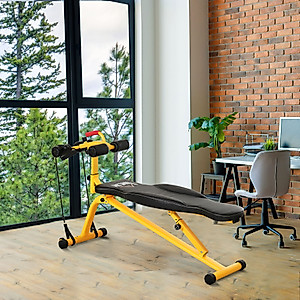 Soozier Multifunctional Sit Up and Dumbbell Weight Bench with 4-Angle Adjustable Backrest & Lightweight Portable Design - Yellow