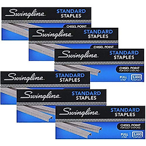 Swingline SF1 Standard Staples (5,000 per Box), Pack of 6