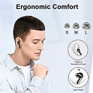 GCBIG Wireless Earbud, Bluetooth 5.2 Headphones HiFi Sterero 40H Playtime LED Display, IP7 Waterproof Earbud in-Ear Headphones Call Clear, Earphones with Microphone Comfortable for iPhone, Android