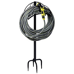 Seashpea Hose Hanger Stand Freestanding - Metal Garden Hose Holder, Heavy Duty Water Hose Stand, Detachable Hose Hanger, Ground Hose Rack Organizer for Patio Lawn, Outside Yard