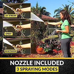 Bionic Steel Pro 50 FT Garden Hose with Nozzle, 304 Stainless Steel Metal Water Hose 50Ft, Flexible Hose, Kink Free, Lightweight and Durable, Crush Resistant Fitting, Easy to Coil, 500 PSI 2024 Model