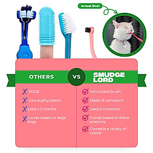 RYERCAT Dual Sided Cat Toothbrush - Kitten Toothbrush with Micro Head to fit into Cat/Kittens Mouth - Cat Dental Care Supplies - Pet Toothbrush for Cats (Smudgelord)