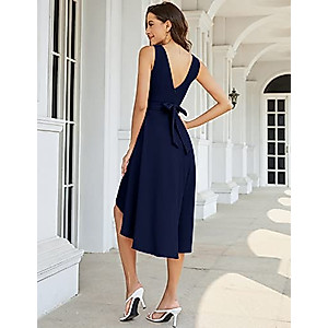 BeryLove Tea Party Dress for Women Cocktail Dresses Modest Homecoming Dresses Formal Dresses for Wedding Guest Dresses Midi Dress 8035 Navy M