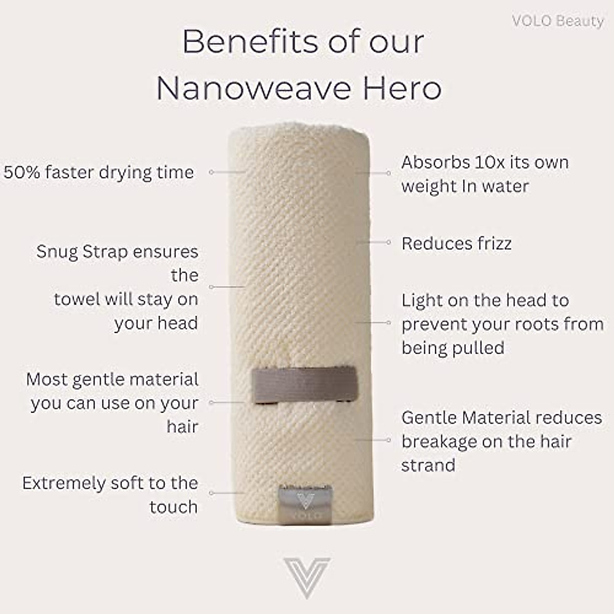 VOLO Hero Cloud Pink Hair Towel - Ultra Soft, Quick Drying, Anti Frizz & Breakage, 30% More Fabric, Snug Strap