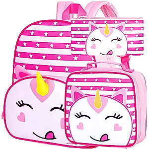 ZLYERT 3PCS Toddler Backpack for Boys, 12" Dinosaur Preschool Bookbag with Lunch Box, Cute Animal Kids Kindergarten Schoolbag - Green