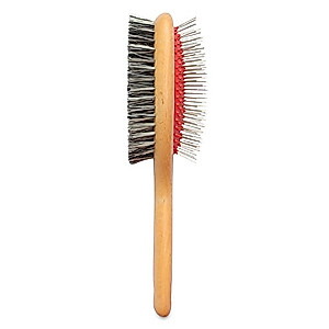 Mars Professional 1" Pin and Bristle Mane and Tail Brush for Horses, Stainless Steel, Nylon Bristle, Wooden Handle, Made in Germany